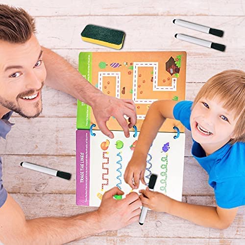 Preschool Learning Activities for 2 Year Olds, Toddler Learning Activities with 4 Dry Erase Markers, Preschool Classroom Must Haves Montessori Educational Toys for 2 3 4 Years Kindergarten Workbooks