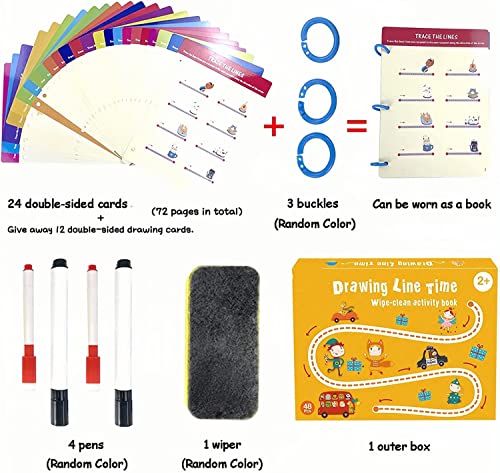 Preschool Learning Activities for 2 Year Olds, Toddler Learning Activities with 4 Dry Erase Markers, Preschool Classroom Must Haves Montessori Educational Toys for 2 3 4 Years Kindergarten Workbooks