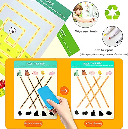 Preschool Learning Activities for 2 Year Olds, Toddler Learning Activities with 4 Dry Erase Markers, Preschool Classroom Must Haves Montessori Educational Toys for 2 3 4 Years Kindergarten Workbooks