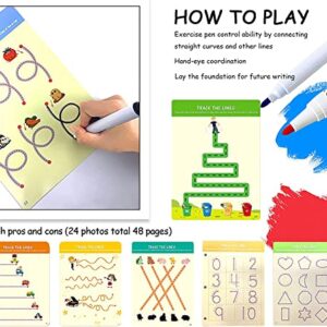 Preschool Learning Activities for 2 Year Olds, Toddler Learning Activities with 4 Dry Erase Markers, Preschool Classroom Must Haves Montessori Educational Toys for 2 3 4 Years Kindergarten Workbooks