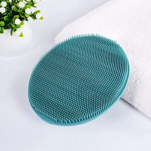 Soft Silicone Body Cleansing Brush Shower Scrubber, Gentle Exfoliating and Massage for All Kinds of Skin (Dark Green)