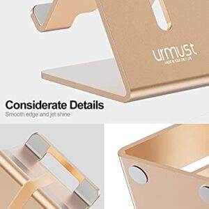 Urmust Desk Cell Phone Stand Holder Aluminum Phone Dock Cradle for iPhone 14 13 12 11 Pro Xs Max Xr X 8 7 6 6s Plus 5 5s 5c, Office Decor Office Supplies Accessories Desk (Gold)