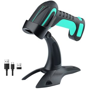 tera 1d 2d qr barcode scanner wireless with stand, heavy duty industrial ip66 drop resistance, image scanning handheld reader compatible for bluetooth with vibration alert model 8100