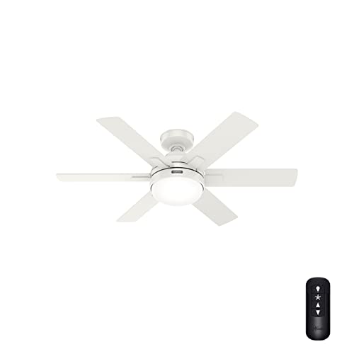 Hunter Fan 44 Inch Casual Fresh White Finish Indoor Ceiling Fan With Light Kit and Remote Control (Renewed)