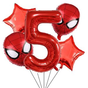 superhero spiderman 5th birthday decorations red number 5 balloons 32 inch | the spiderman birthday balloons for kids birthday baby shower decorations (spiderman 5th birthday)