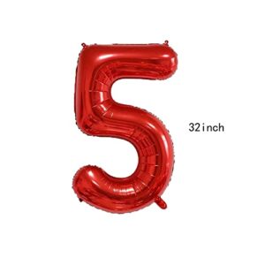 Superhero Spiderman 5th Birthday Decorations Red Number 5 Balloons 32 Inch | The Spiderman Birthday Balloons for Kids Birthday Baby Shower Decorations (Spiderman 5th Birthday)