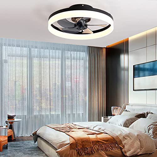 Ceiling Fan Black Ceiling Fans with Lights App & Remote Control, Timing & 3 Led Color Ceiling Fan with Light, 6 Wind Speeds 20In Modern Ceiling Fan for Bedroom, Living Room, Small Room