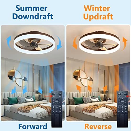 Ceiling Fan Black Ceiling Fans with Lights App & Remote Control, Timing & 3 Led Color Ceiling Fan with Light, 6 Wind Speeds 20In Modern Ceiling Fan for Bedroom, Living Room, Small Room