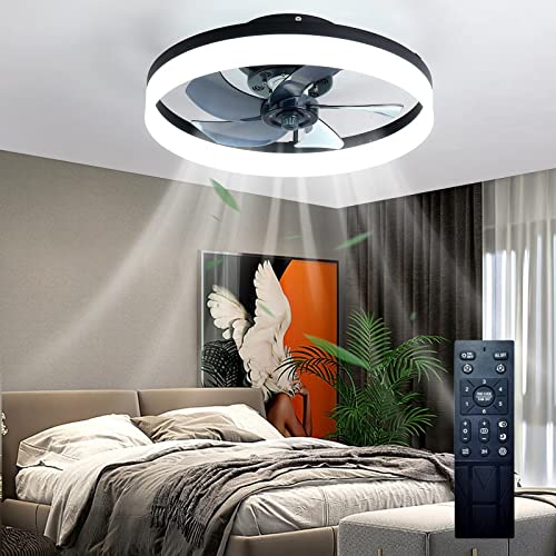 Ceiling Fan Black Ceiling Fans with Lights App & Remote Control, Timing & 3 Led Color Ceiling Fan with Light, 6 Wind Speeds 20In Modern Ceiling Fan for Bedroom, Living Room, Small Room