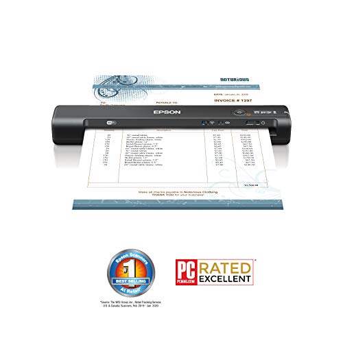 Epson Workforce ES-65WR Wireless Portable Sheet-fed Document Scanner with Premium Accounting Features for PC and Mac