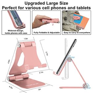 YOSHINE [Latest Version Cell Phone Stand Foldable, Adjustable Phone Stand, Tablet Stand Holder, Aluminum Stand Charging Dock for All Smart Phones and Tablets Desk Phone Accessories-Rose Gold