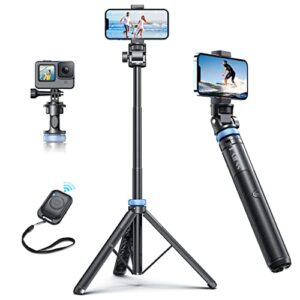 [newest] 62" selfie stick tripod with remote - kaiess tripod for iphone, high strength legs & extendable tube tripod stand, fit for iphone 14 pro max/14 pro/13 pro max/samsung s22/camera/gopro