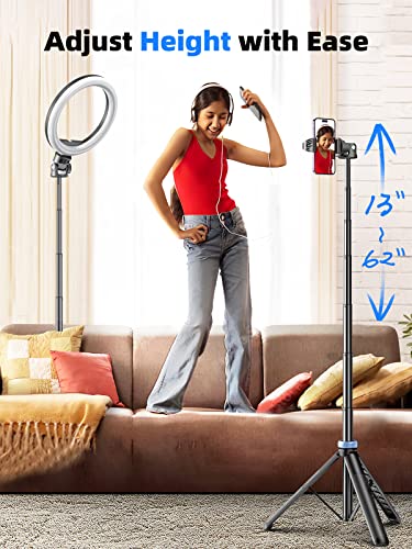 [Newest] 62" Selfie Stick Tripod with Remote - Kaiess Tripod for iPhone, High Strength Legs & Extendable Tube Tripod Stand, Fit for iPhone 14 Pro Max/14 Pro/13 Pro Max/Samsung S22/Camera/GoPro