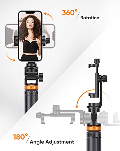 Newest 62" Phone Tripod, EUCOS Selfie Stick Tripod with Remote, Upgraded iPhone Tripod Stand & Travel Tripod, Solidest Cell Phone Tripod Compatible with iPhone 14/13/12 Pro Max/Samsung/GoPro/DJI