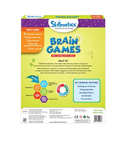 Skillmatics Educational Game - Brain Games, Reusable Activity Mats with Dry Erase Marker, Gifts, Travel Toy, Ages 6 and Up