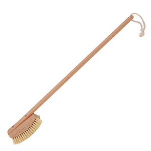 redecker bath and foot brush, 100% made in germany, extra-long oiled beechwood handle, stiff tampico fiber bristles exfoliate skin, 24 inches