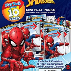 Bendon Mini Play Packs, Each with Mini Coloring Book, 2 Mini Crayons, and a Sticker,10-Pack (Spider-Man)