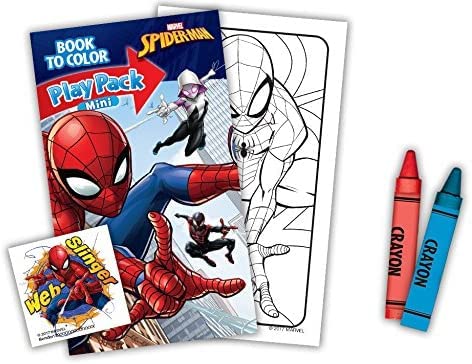 Bendon Mini Play Packs, Each with Mini Coloring Book, 2 Mini Crayons, and a Sticker,10-Pack (Spider-Man)