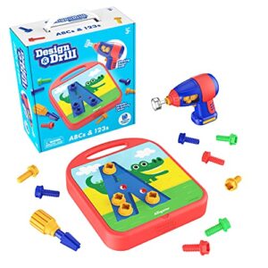 educational insights design & drill abcs & 123s, 90 pieces with electric drill toy, preschool kindergarten classroom essentials, ages 3+