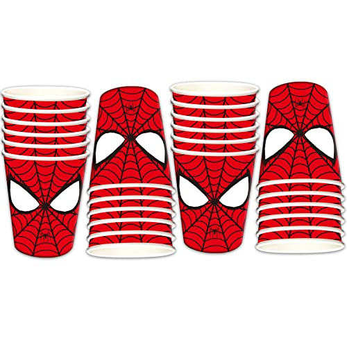 Nuwontun 30PCS Spider Party Birthday Supplies,9oz Disposable Spider Paper Cups for Spider Party Supplies Favors Decorations Tableware.