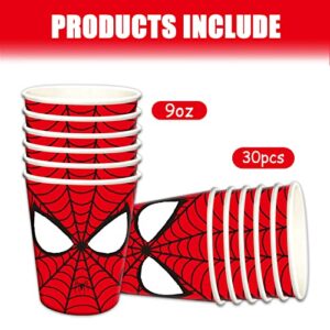 Nuwontun 30PCS Spider Party Birthday Supplies,9oz Disposable Spider Paper Cups for Spider Party Supplies Favors Decorations Tableware.