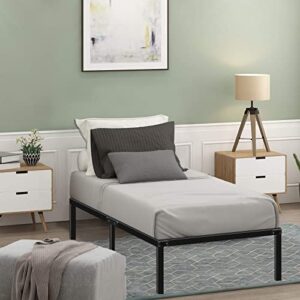 HAAGEEP 18 Inch Platform Twin Bed Frame with Storage Metal Bedframe No Box Spring Needed for Kids Tall Heavy Duty