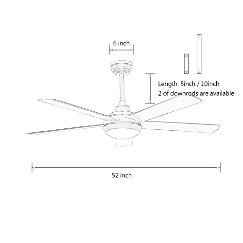 VACILL Low Profile Ceiling Fan with Light Black 52 inch,6 Speed Levels,LED Dimmable,for Farmhouse/Bedroom/Living Room