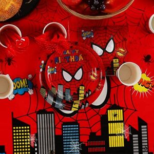 175Pcs Spider Birthday Party Supplies Spider Paper Plates and Napkins Set Disposable Dinner Tableware Plates Napkins Cups Knives Spoons Forks for Spider Kids Birthday Party Decorations Serve 25