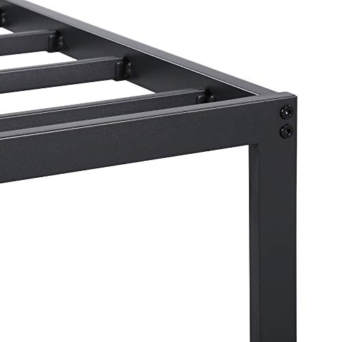 Olee Sleep 14 Inch Tall T-2000 Steel Slat, Non-Slip Center Support, No Box Spring Needed, Easy Assembly, Twin XL Size Bed Frame, Black