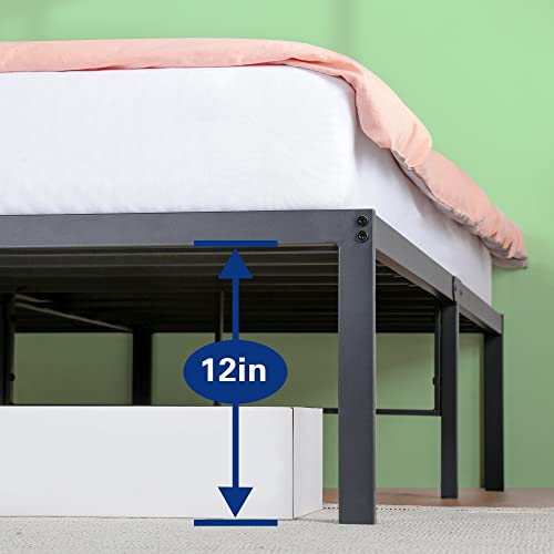 Olee Sleep 14 Inch Tall T-2000 Steel Slat, Non-Slip Center Support, No Box Spring Needed, Easy Assembly, Twin XL Size Bed Frame, Black