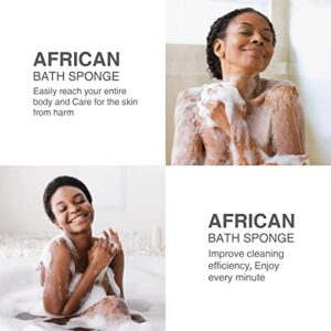 3 Pieces African Bath Sponge African Net Long Net Bath Sponge Exfoliating Shower Body Scrubber Back Scrubber Skin Smoother,Great for Daily Use(Blue,Black,Off-White)