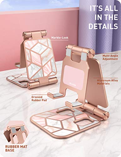 i-Blason Cell Phone Stand, Foldable Adjustable Phone Mount Holder, Compatible with iPhone 14/iPhone 13/iPhone 12/iPhone 11/Galaxy S22/S21/Pixel 6, Android Smartphones, All Smart Phone (Marble)