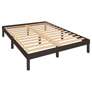 naomi home lucia 14 inch solid wood platform bed full bed frame, pine wood full platform bed frame, no squeak bed frame, bed frame full size, no box spring needed, sturdy bed frame - espresso