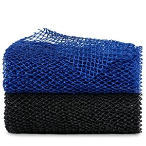 african net sponge, 2 pieces african exfoliating net, premium nylon african bathing sponge net, african wash net for daily back body scrub scrubber shower net (black, blue)