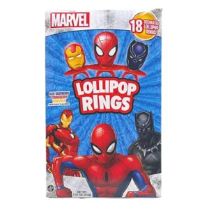 Marvel Lollipop Rings Birthday Decorations Individually Wrapped Candy Party Favors Spider-Man Iron Man Black Panther Character Shaped Suckers 18 Count