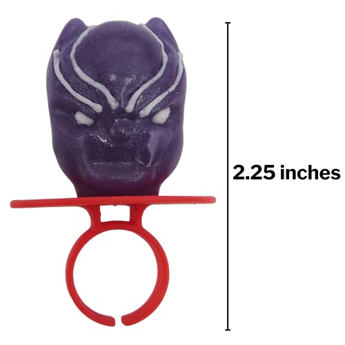 Marvel Lollipop Rings Birthday Decorations Individually Wrapped Candy Party Favors Spider-Man Iron Man Black Panther Character Shaped Suckers 18 Count