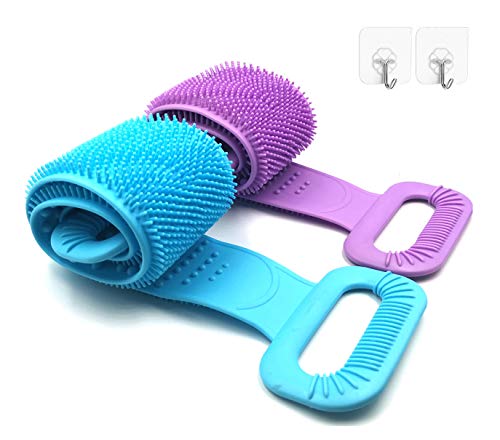 2 Pcs Silicone Back Scrubber for Shower, Silicone Body Scrubber, Shower Back Scrubber for Men Women, Silicone Bath Body Brush Deep Clean & Invigorate Your Skin (30in)