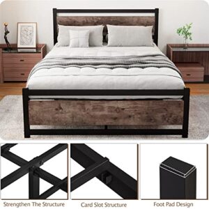 ZIORS King Size Bed Frame with Wooden Headboard, Heavy Duty Metal Platform Bed Frame, No Box Spring Needed, Mattress Foundation Platform, Noise-Free,Twin XL/Queen/King, King