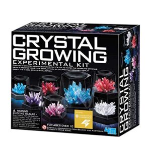 4m crystal growing science experimental kit - 7 crystal science experiments with display cases - easy diy stem toy lab experiment specimens, educational gift for kids, teens, boys & girls