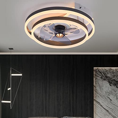 Modern Flush Mount Ceiling Fans Lights, 6 Speeds Timing Reversible Blades Modern Ceiling Fans, with 3 Color Dimmable Classic Ceiling Fans Lighting Fixture, for Small Room, Bedroom, Living Room ( Color