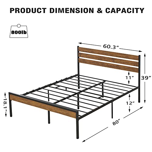 Amyove Metal Bed Frame with Storage, Sturdy Platform Bed Frame with Headboard and Footboard/Enough Space for Storage/No Box Spring Needed/Easy Assembly (Queen)