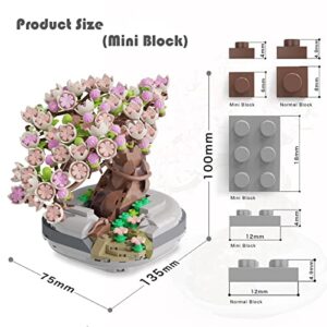 EasyAgo Mini Bricks Cherry Blossom Tree Building Sets, Sakura Bonsai DIY Simulation Plant Series Creative Toys,Birthday Gift for Adults Women Teens Kids 6+ Years Old(Not Compatible with Lego Blocks)