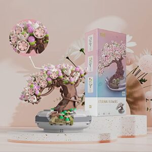 EasyAgo Mini Bricks Cherry Blossom Tree Building Sets, Sakura Bonsai DIY Simulation Plant Series Creative Toys,Birthday Gift for Adults Women Teens Kids 6+ Years Old(Not Compatible with Lego Blocks)