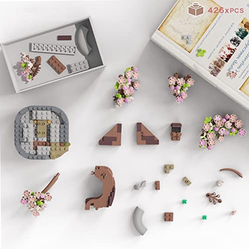 EasyAgo Mini Bricks Cherry Blossom Tree Building Sets, Sakura Bonsai DIY Simulation Plant Series Creative Toys,Birthday Gift for Adults Women Teens Kids 6+ Years Old(Not Compatible with Lego Blocks)