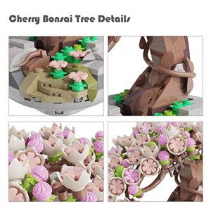 EasyAgo Mini Bricks Cherry Blossom Tree Building Sets, Sakura Bonsai DIY Simulation Plant Series Creative Toys,Birthday Gift for Adults Women Teens Kids 6+ Years Old(Not Compatible with Lego Blocks)