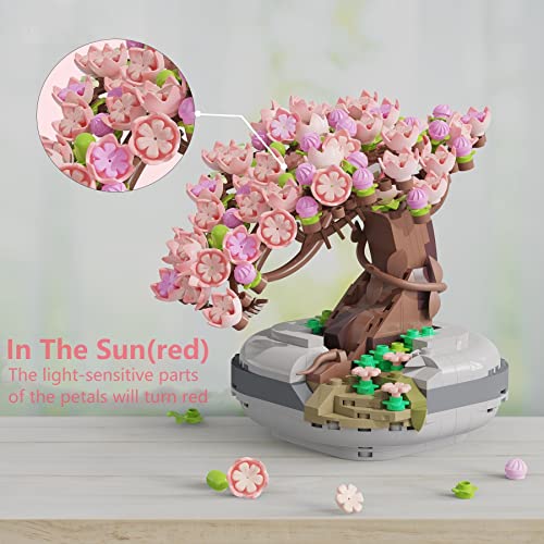 EasyAgo Mini Bricks Cherry Blossom Tree Building Sets, Sakura Bonsai DIY Simulation Plant Series Creative Toys,Birthday Gift for Adults Women Teens Kids 6+ Years Old(Not Compatible with Lego Blocks)