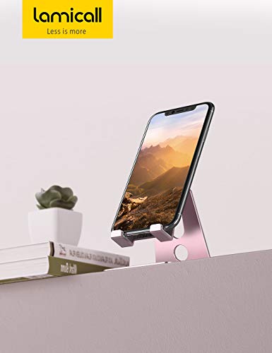 Adjustable Cell Phone Stand - Lamicall Phone Desk Holder, Cradle, Dock, Compatible with iPhone 12 Mini 11 Pro Xs Max XR X 8 7 6 Plus SE Charging, Desktop Accessories - Rose Gold