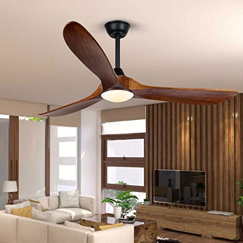 ZHUYILONG 60 Inch Ceiling Fans with Lights and Remote, LED Ceiling Fan with Light, Modern Indoor Outdoor Ceiling Fan for Patios Bedroom Living Room Kitchen Farmhouse (WY-001)