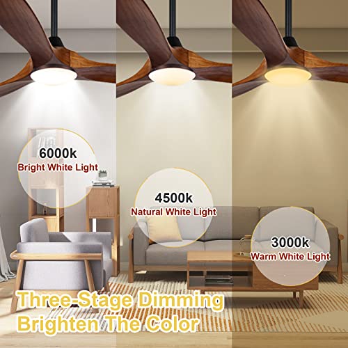 ZHUYILONG 60 Inch Ceiling Fans with Lights and Remote, LED Ceiling Fan with Light, Modern Indoor Outdoor Ceiling Fan for Patios Bedroom Living Room Kitchen Farmhouse (WY-001)