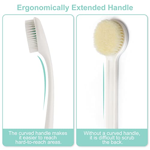 HONZUEN Non-Slip Back Bath Brush Long Handle, Shower Body Brush for Improves Lymphatic System, Stimulates Blood Circulation Exfoliator, Ergonomic Streamlined Shower Back Scrubber for Men Women Elderly